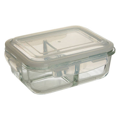 Shop Freska 3 Section Rectangular Glass Container With Lid 1040 ml from ...