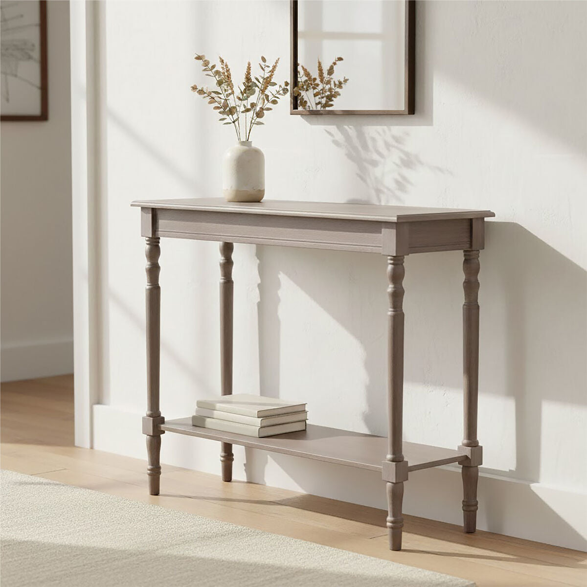 Natural Wooden Console Table with Lower Storage Shelf | Heritage – Orsina