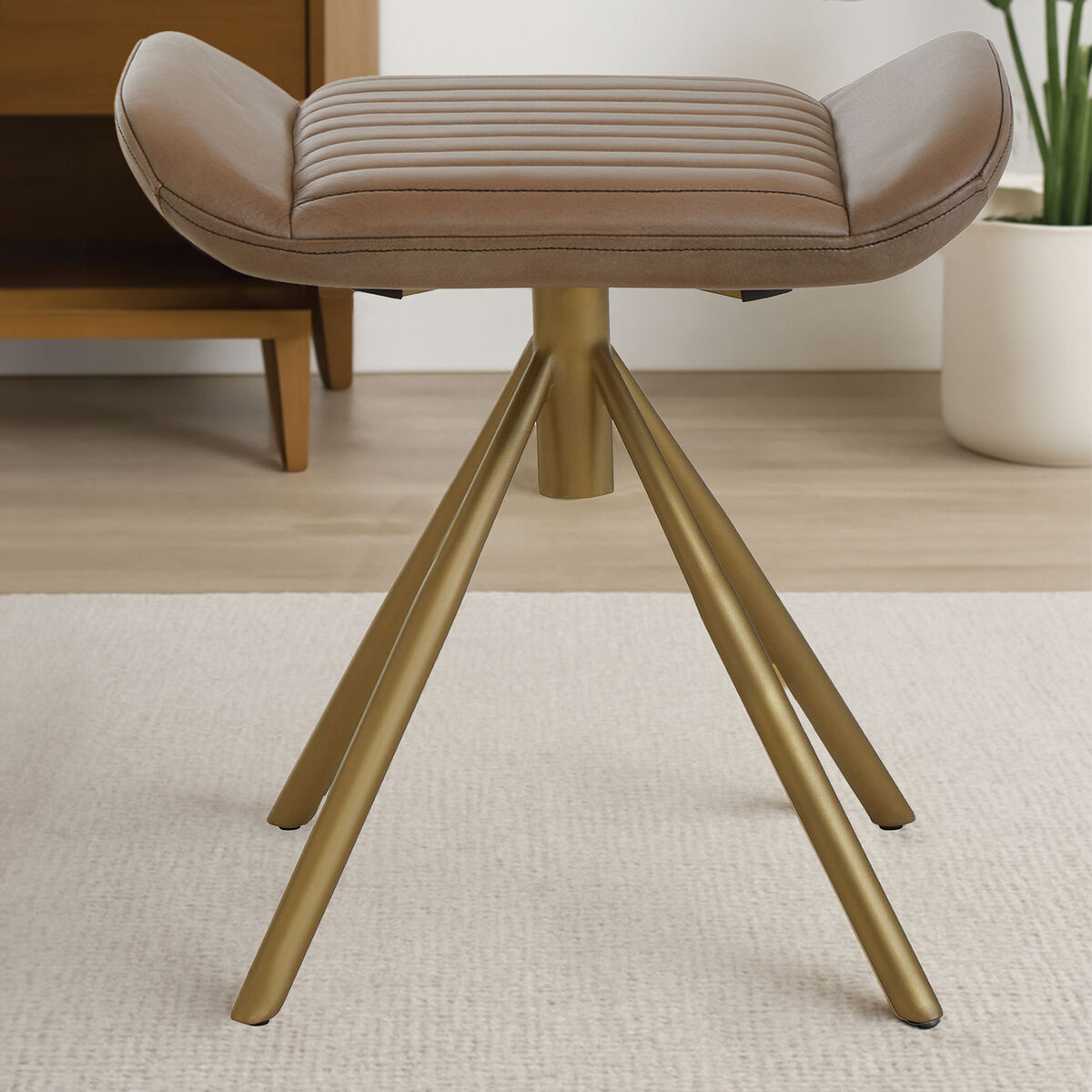 Shop Buffalo Grey Leather Footstool from Orsina