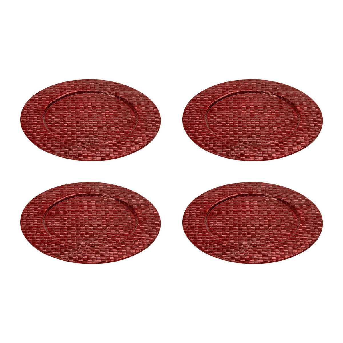 Set of Four 33cm Dia Pandanus Red Charger Plates Premier Housewares ...